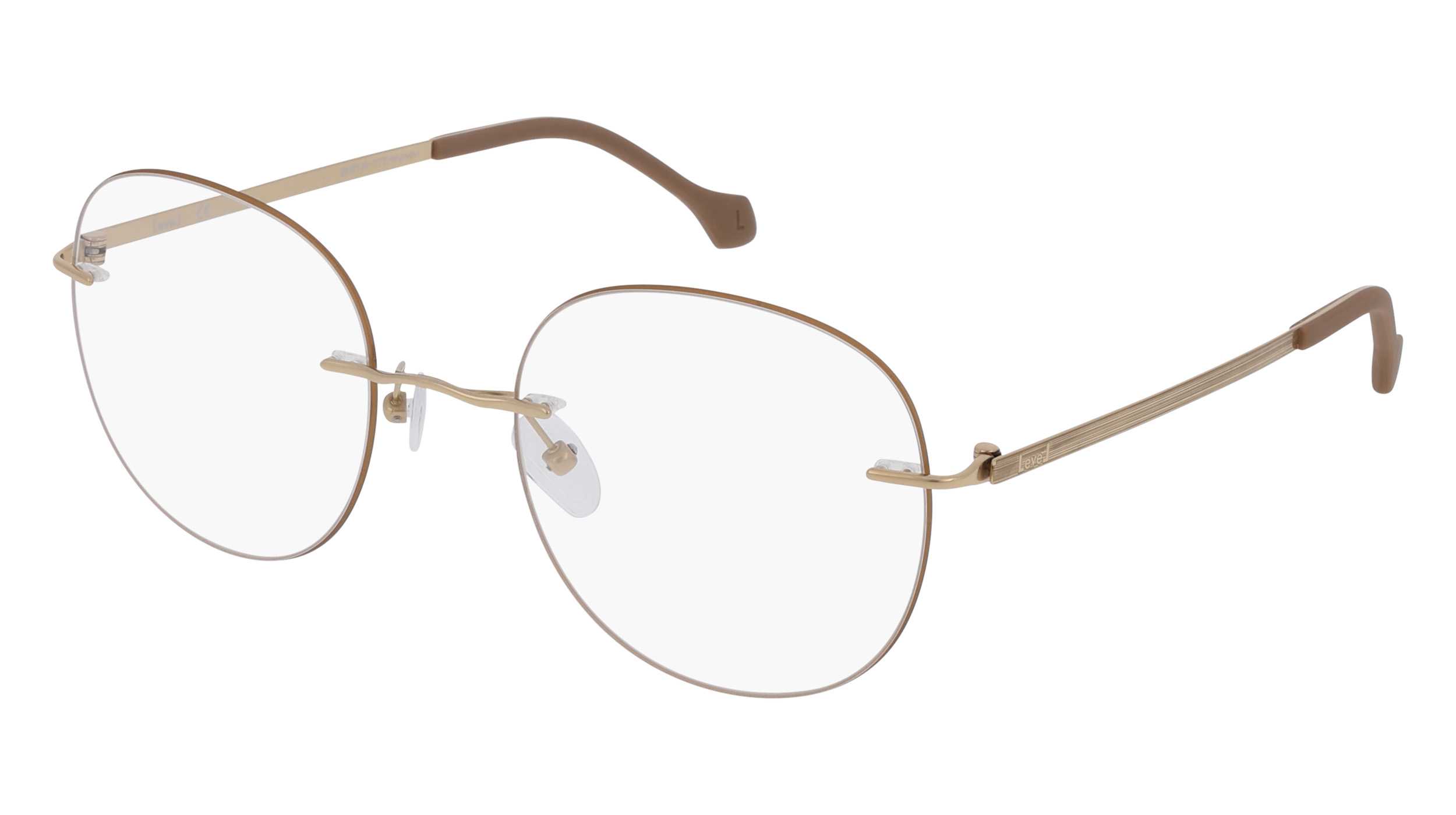 Eyeglasses LEVEL LE 2487 DORE 53/21 Woman Doré / Marron mat Round ...