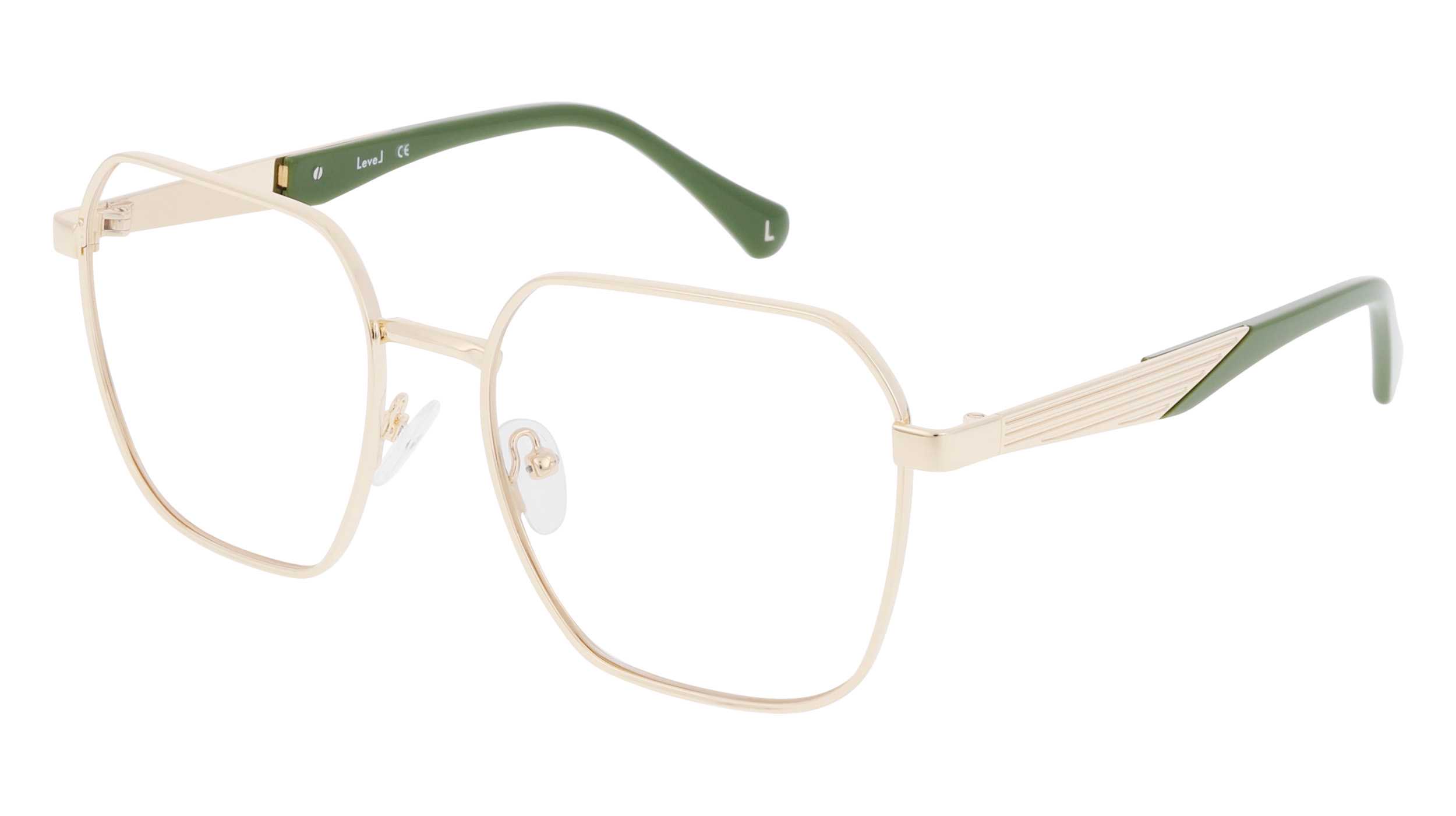 Eyeglasses LEVEL LE 2539 DOVE 55/18 Woman Doré / Vert square frames ...