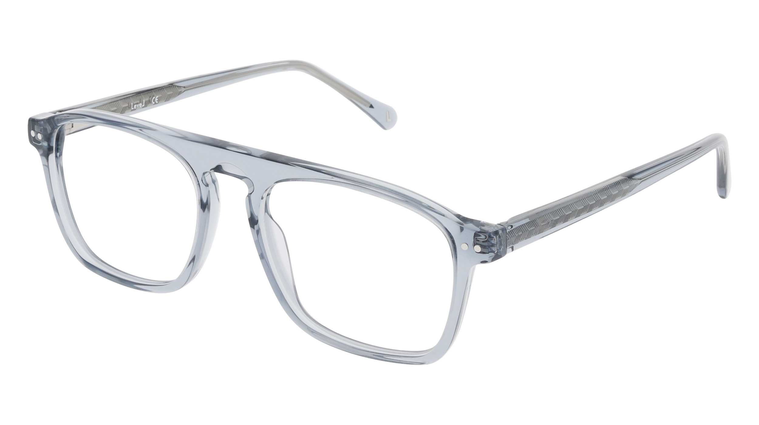 Eyeglasses LEVEL LE 2544 GRIS 52/18 Man Gris transparent Aviator frames ...