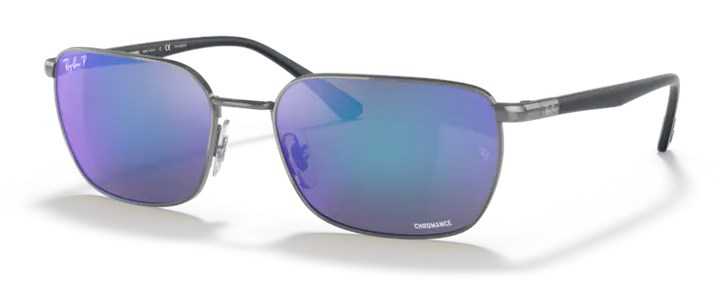 Sunglasses RAY-BAN RB 3684CH 004/4L 58/18 Unisex gun rectangle frames ...