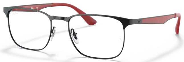Eyeglasses RAY-BAN RX 6363 3018 54/18 Unisex Noir / Rouge square frames ...